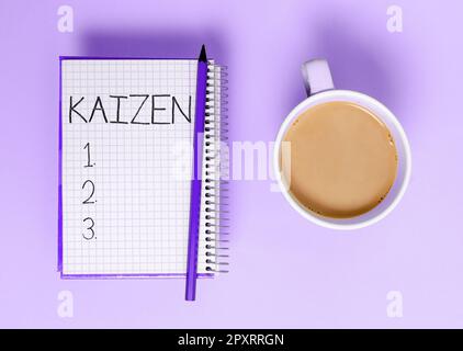 Writing displaying text Kaizen, Conceptual photo a Japanese business ...