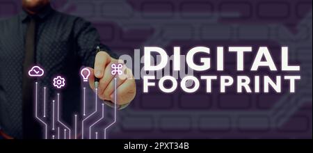 Conceptual caption Digital Footprint, Word Written on uses digital ...