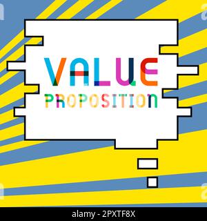 Hand writing sign Value Proposition. Business showcase service make ...