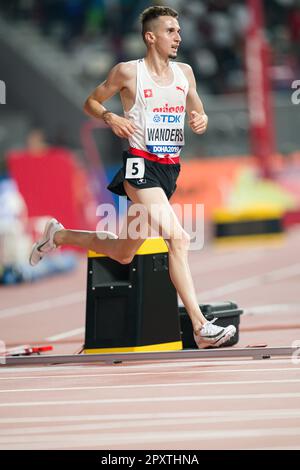 Julien Wanders participating in the 5000 meters at the 2019 World ...