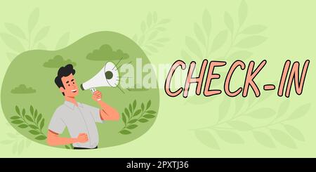 Inspiration showing sign Check In. Word Written on Procedure by which ...