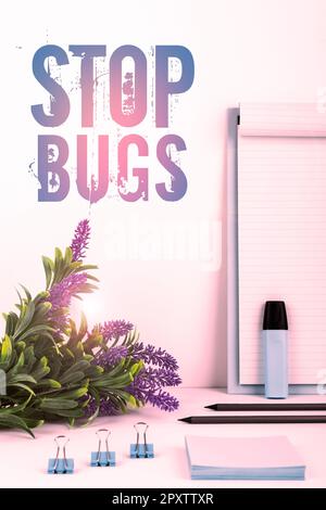 Inspiration showing sign Stop Bugs. Business showcase Get rid an insect ...
