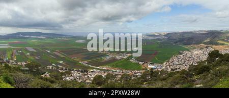 An aerial View of Mount Tabor from Mount Precipice (Har Kedumim Stock ...