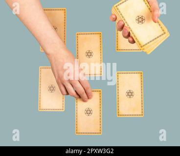 Lodz Poland April 15 2023 Three cards spread, tarot face down for past ...