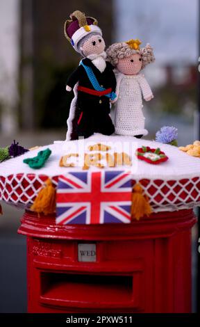 A King Charles coronation themed postbox topper in Isleworth, London ...