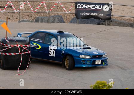 Lee Sparrowhawk racing a Subaru Impreza competing in the Corbeau Seats ...