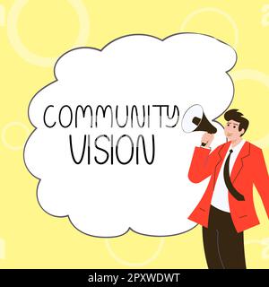 Writing displaying text Community Vision. Business idea Neighborhood ...