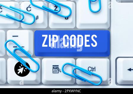 Handwriting text Zip Codes. Business overview numbers added to a postal ...