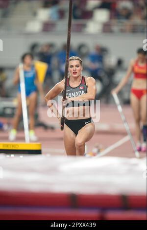Alysha Newman participating in the pole vault at the Doha 2019 World ...
