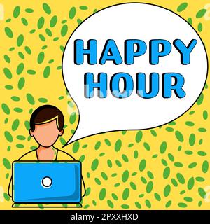 Conceptual display Happy Hour, Word Written on Spending time for ...