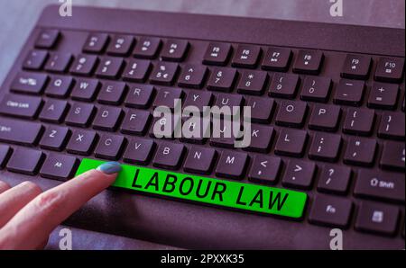Writing displaying text Labour Law. Concept meaning Rules implemented ...