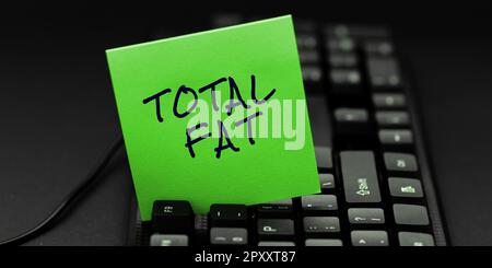 Sign displaying Total Fat, Concept meaning combined value of the ...