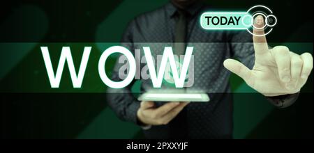 Conceptual caption Wow. Concept meaning Expressing astonishment and awe ...