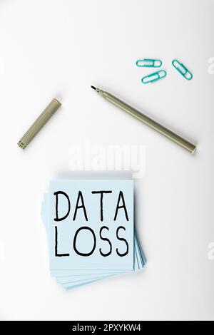 Text showing inspiration Data Loss. Word Written on process or event ...
