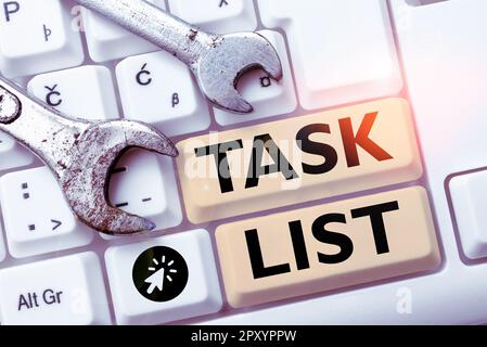 Text caption presenting Task List, Concept meaning Planification ...