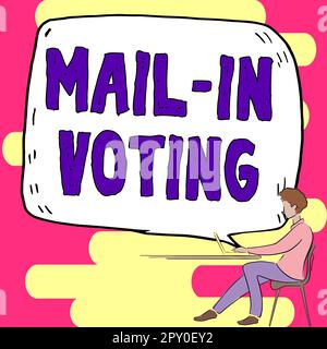 Text caption presenting Mail In Voting. Word for voting in an election ...
