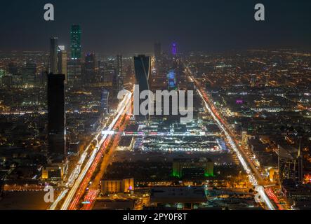 Night panorama of downtown of Riyadh city, Al Riyadh, Saudi Arabia ...