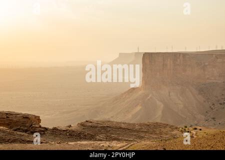 The Jabal Tuwaiq Mountains, with desert landscape, Riyadh, Saudi Arabia ...
