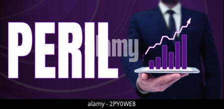 Conceptual caption Peril, Business showcase indicates something ...