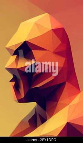 Low poly man's head 3d illustration Stock Photo - Alamy