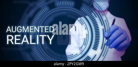 Conceptual display Augmented Reality. Word for technology that imposes ...