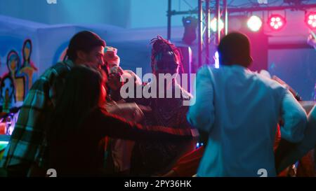 Dance partners waltzing at party, dancing in pairs on slow romantic ...