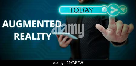 Handwriting text Augmented Reality. Concept meaning technology that ...