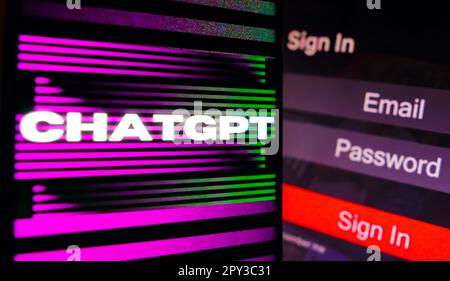 In this photo illustration, the ChatGPT logo is displayed on a ...