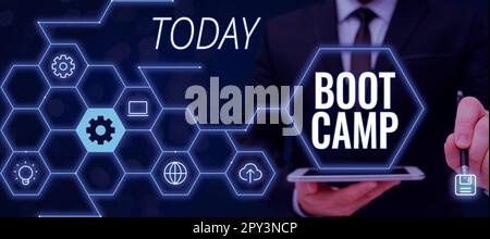 Conceptual display Boot Camp, Concept meaning Military training camp ...