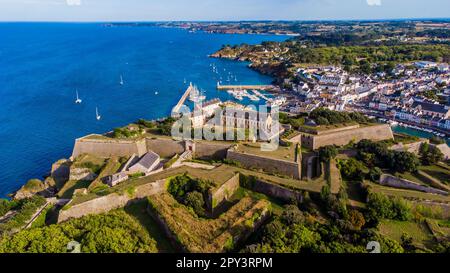 Aerial view of the Citadel of Le Palais built by Vauban on Belle-Île-en ...
