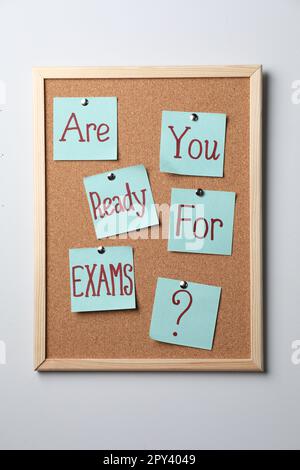 Sticky notes with question Are You Ready For Exam on chalkboard, flat ...