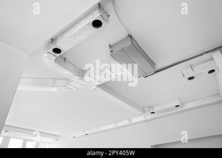 Ceiling with ventilation system indoors, low angle view Stock Photo - Alamy
