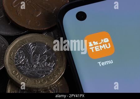 TEMU app seen on the ipad screen. Temu shop app is a new shopping platform. Fast growing Chinese ...