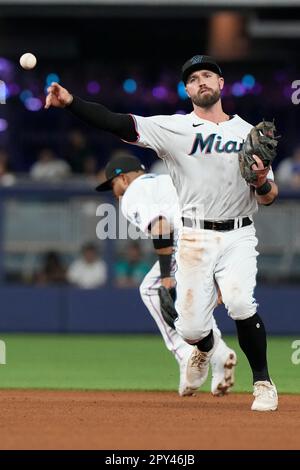 Miami Marlins shortstop Jon Berti (5) in the sixth inning of a baseball ...