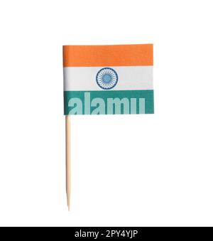 Small paper flag of India isolated on white Stock Photo - Alamy