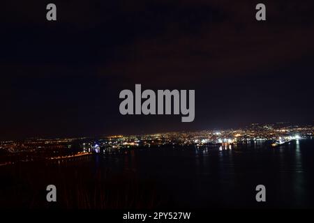Varna city at night. The city has a gold treasure of the Chalcolitha ...