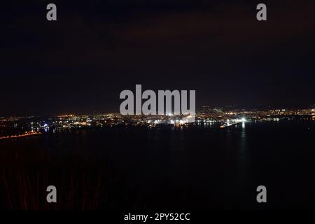 Varna city at night. The city has a gold treasure of the Chalcolitha ...