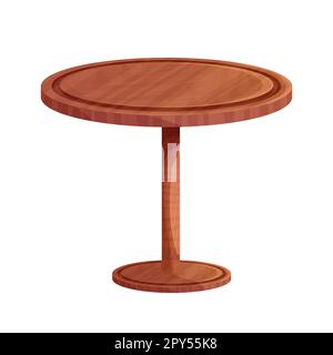 Wooden table round desk tectured in comic cartoon style isolated on ...