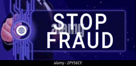 Writing displaying text Stop Fraud. Business approach campaign advices ...