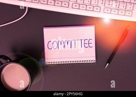 Inspiration showing sign Committee. Business showcase Group of people ...