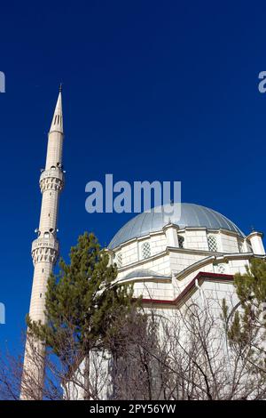 blue sky and a mosque with a minaret, examples of islam and mosque ...