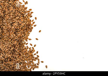 Crushed, milled flax, linen seeds isolated on white background, top view Stock Photo - Alamy
