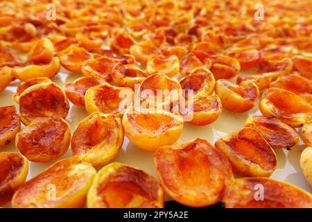 homemade apricot drying process, fruit drying process in summer, drying ...