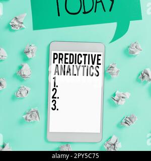 Text caption presenting Predictive Analytics. Business showcase Optimize Collection Achieve CRM ...