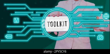 Writing displaying text Toolkit. Business overview set of tools kept in ...