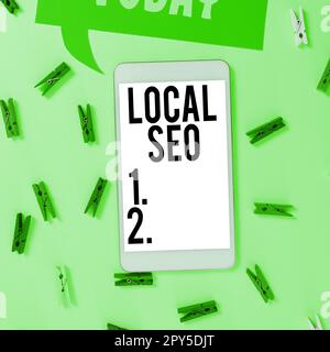 Text sign showing Local Seo, Internet Concept helps businesses promote ...