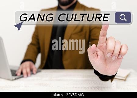 Hand writing sign Gang Culture. Internet Concept particular ...