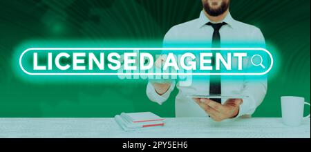 Text showing inspiration Licensed Agent, Word for Authorized and ...