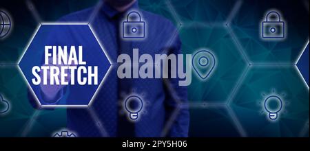 Text caption presenting Final Stretch. Word for Last Leg Concluding ...