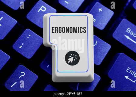 Hand writing sign Ergonomics. Business idea fitting or designing a ...